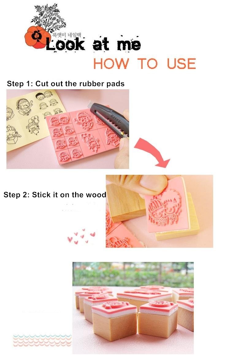Korean Diy Wooden Stamp Set - Pink on Luulla